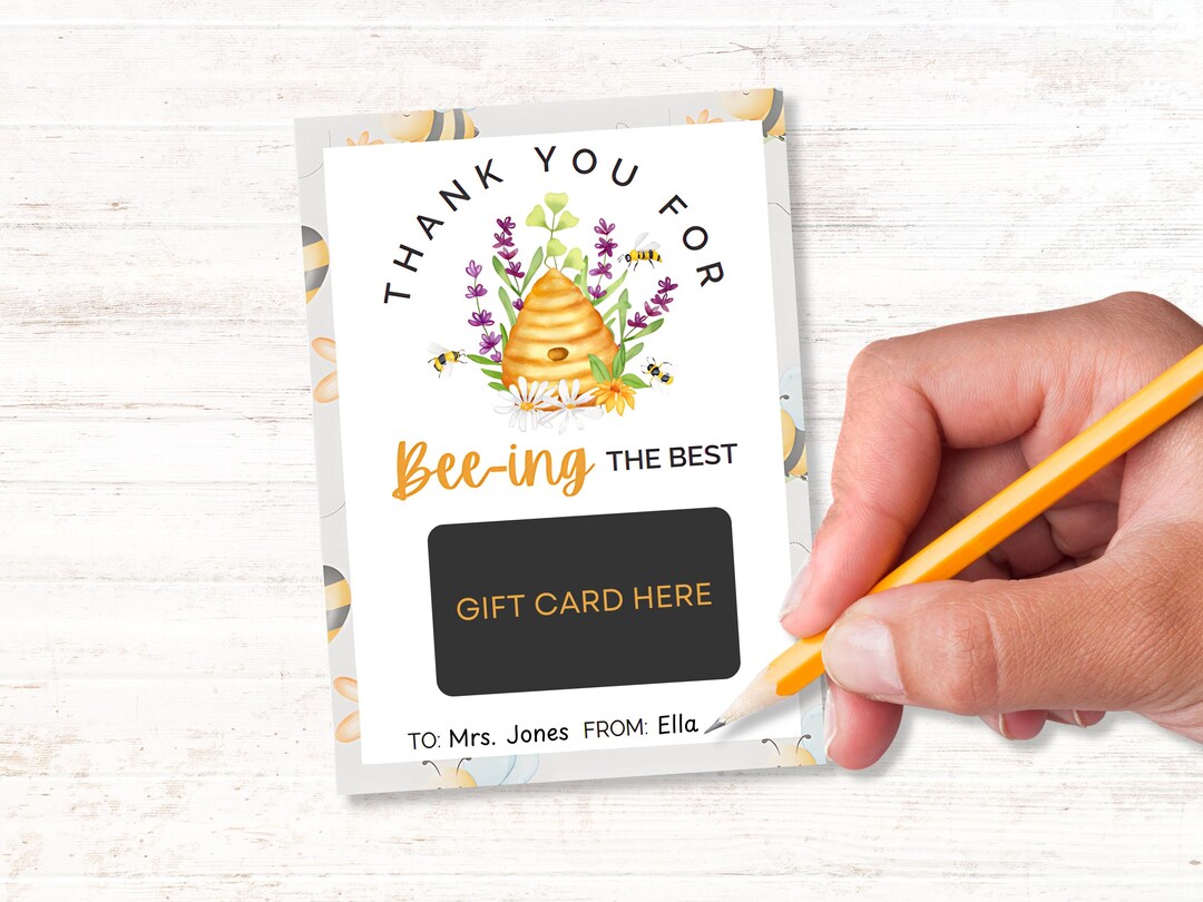 Teacher Appreciation Bee Theme Gift Card Holder From Student, Year End ...