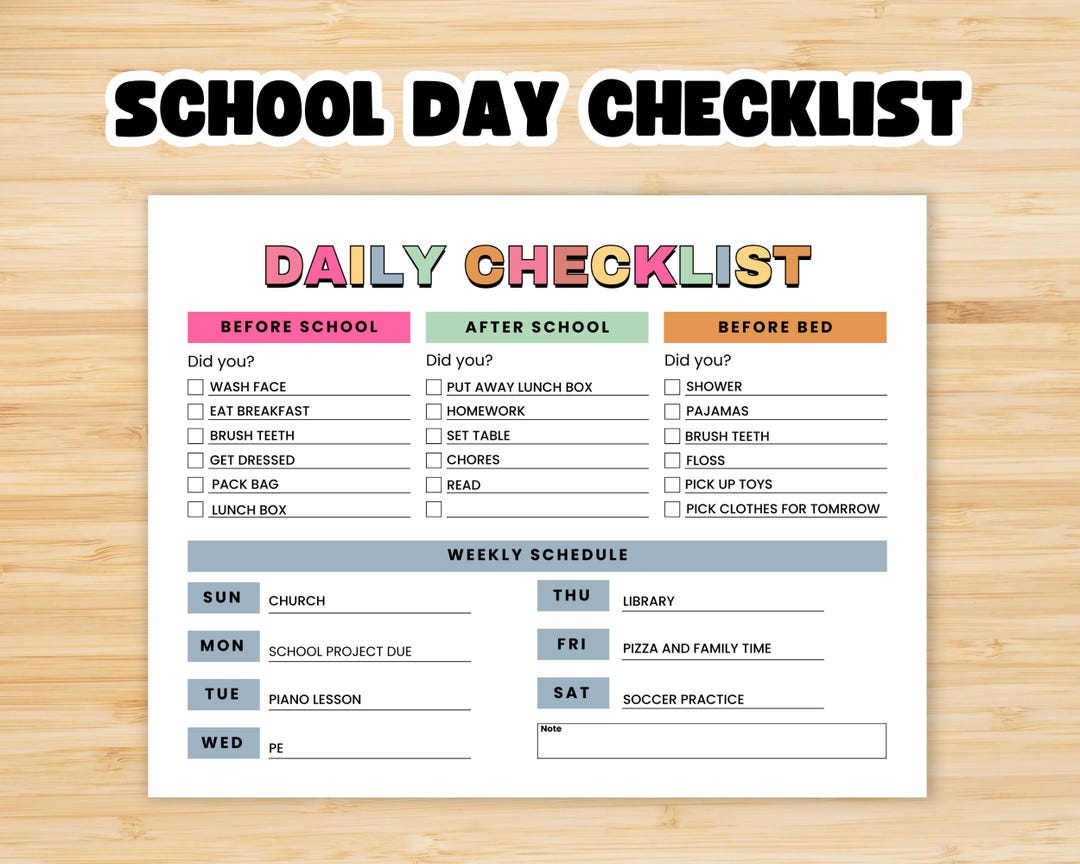 Editable Kids Daily Checklist Printable PDF, Morning and Evening ...