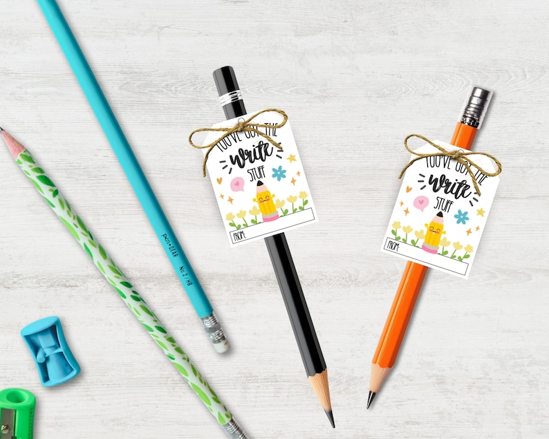 Pencil Gift Tags From Teacher to Student, Back to School Printable Tags ...