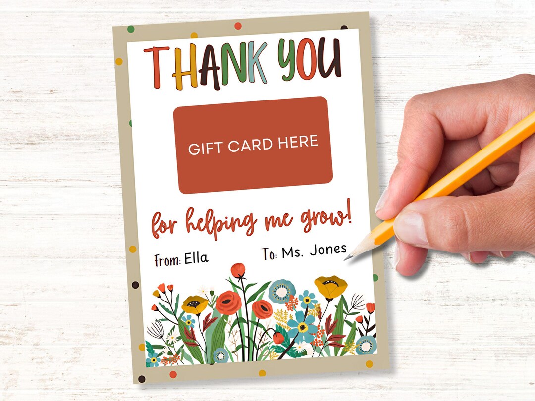Teacher Appreciation Gift Card Holder, Wild Flower Gift Card Holder ...
