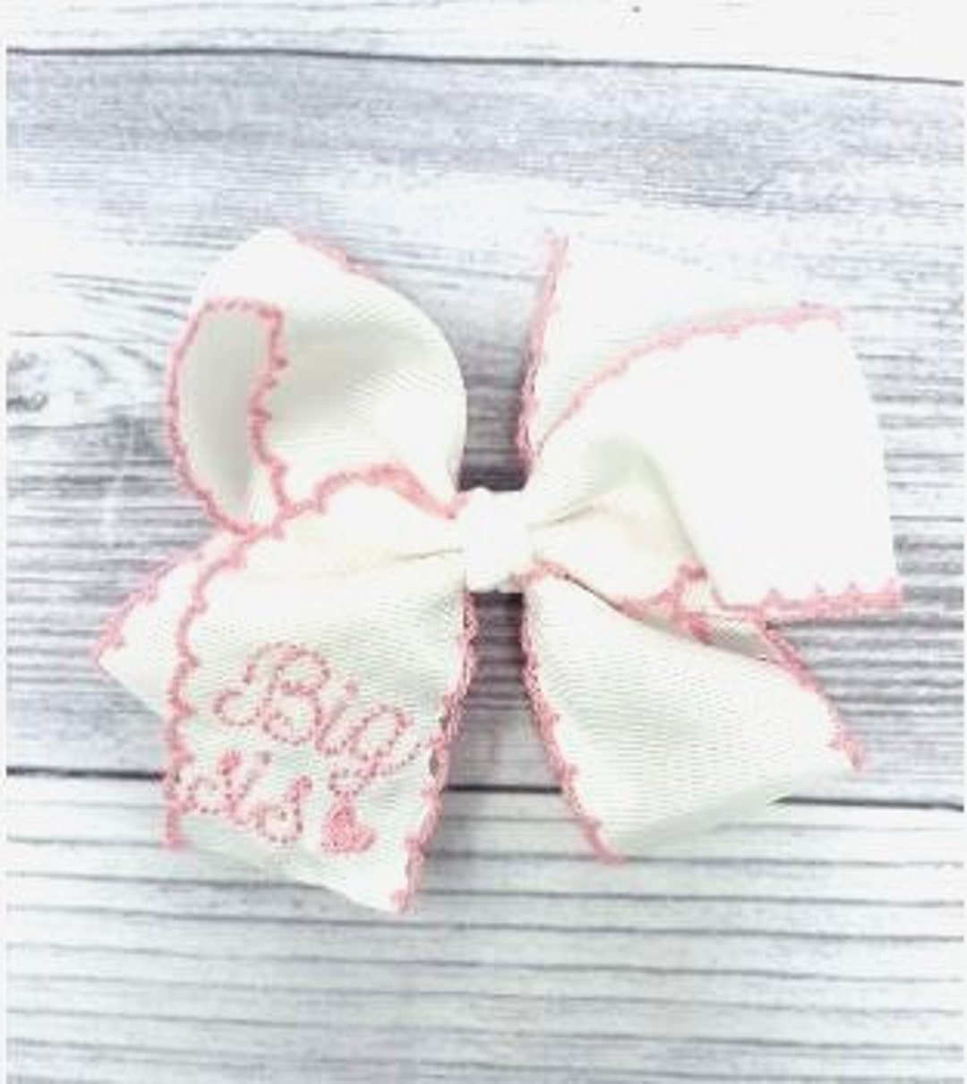 Monogrammed Girls Hair Bow, Girls Big Sister Bow, Embroidered Girls Bow ...