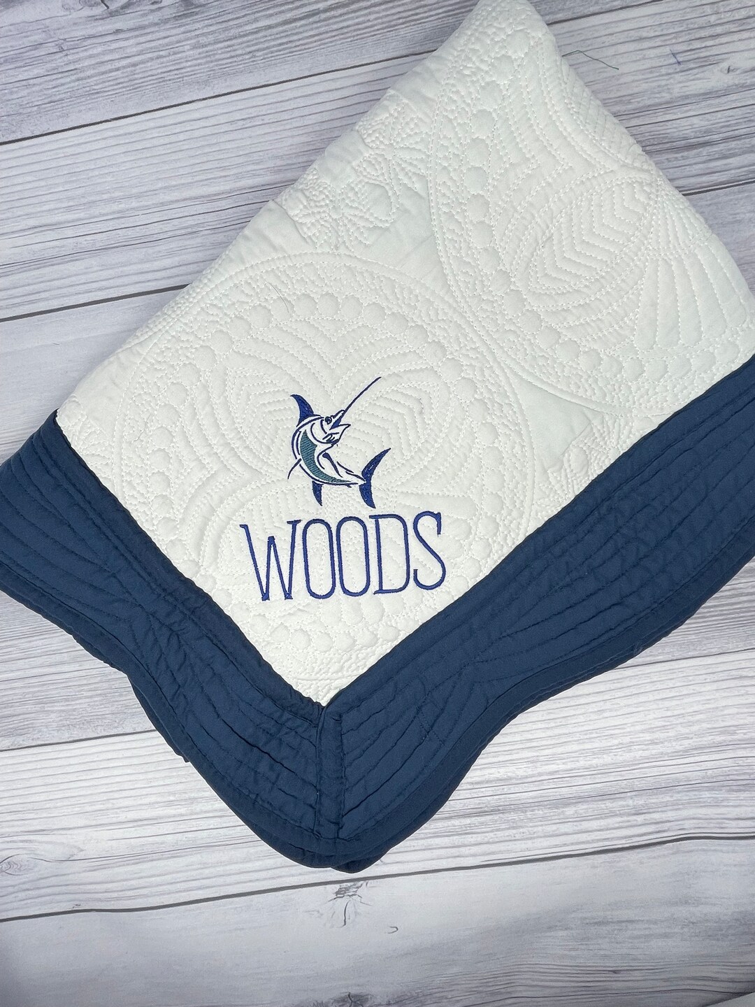 Fishing Baby Blanket, Fish Nursery Decor, Blue Marlin Baby Blanket ...