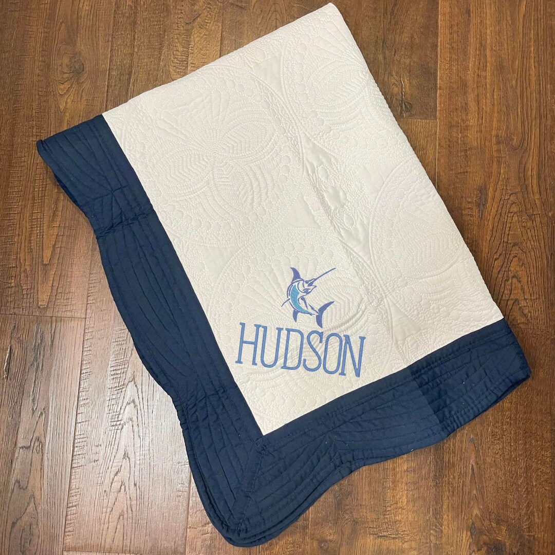 Fishing Baby Blanket Fish Nursery Decor Blue Marlin Baby - Etsy