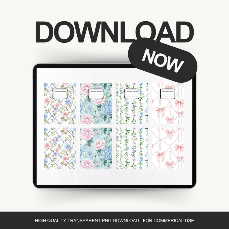Vintage Composition Notebook Cover PNG Bundle – Commercial Use Notebook ...