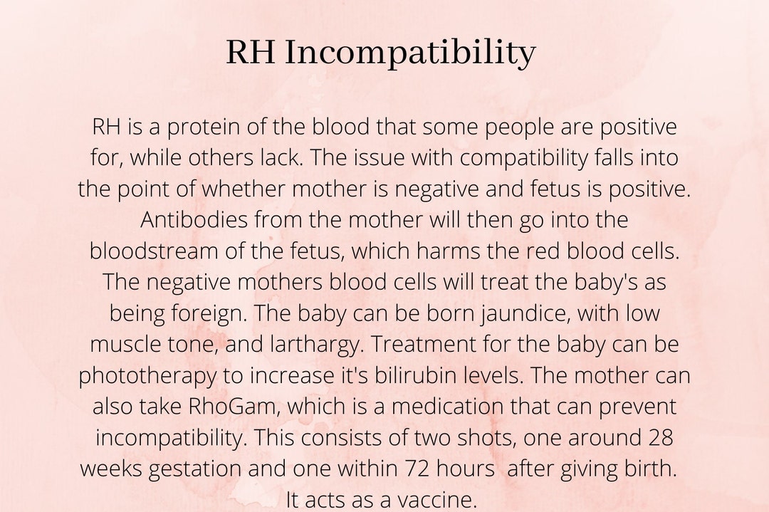 RH Incompatibility Handout PDF - Etsy