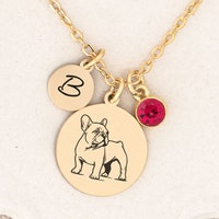 14K Solid Gold Frenchie Bulldog Necklace, Handmade Dog Memorial ...