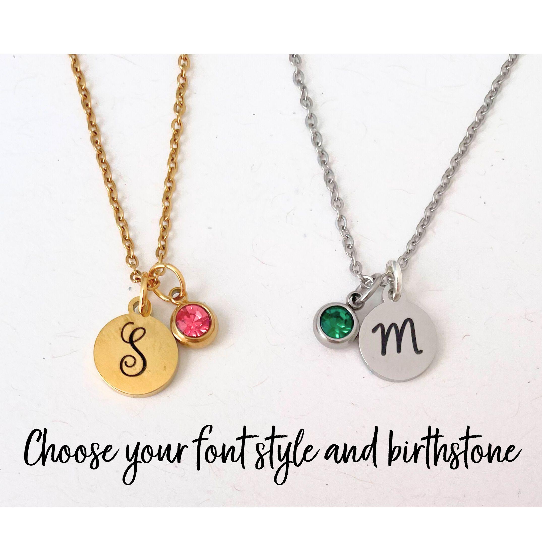 Initial Necklace, Custom Engraved Monogram Necklace, Personalized Gift ...