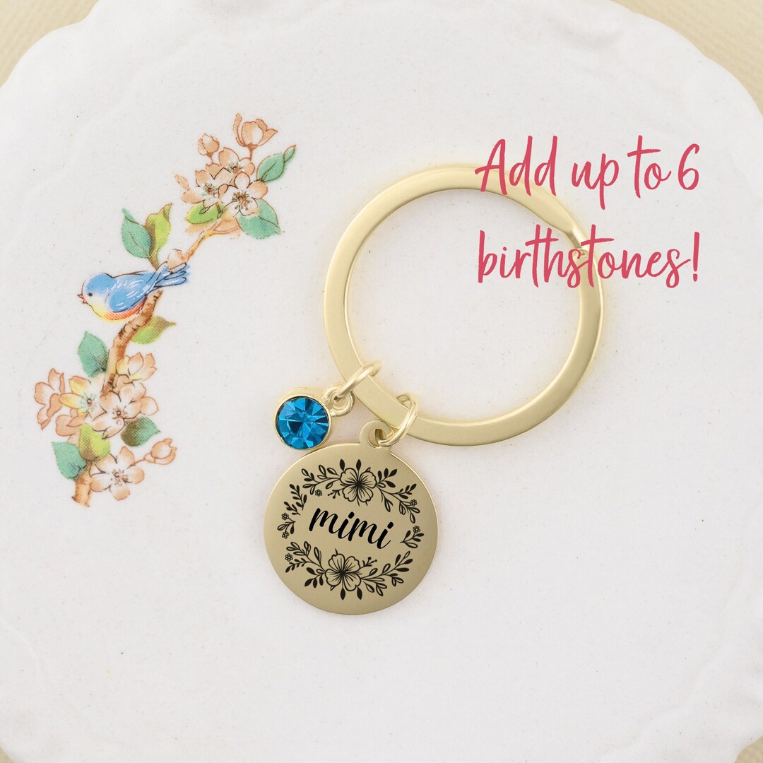 Mimi Keychain, Gift for Mother's Day Birthstone Key Ring With ...