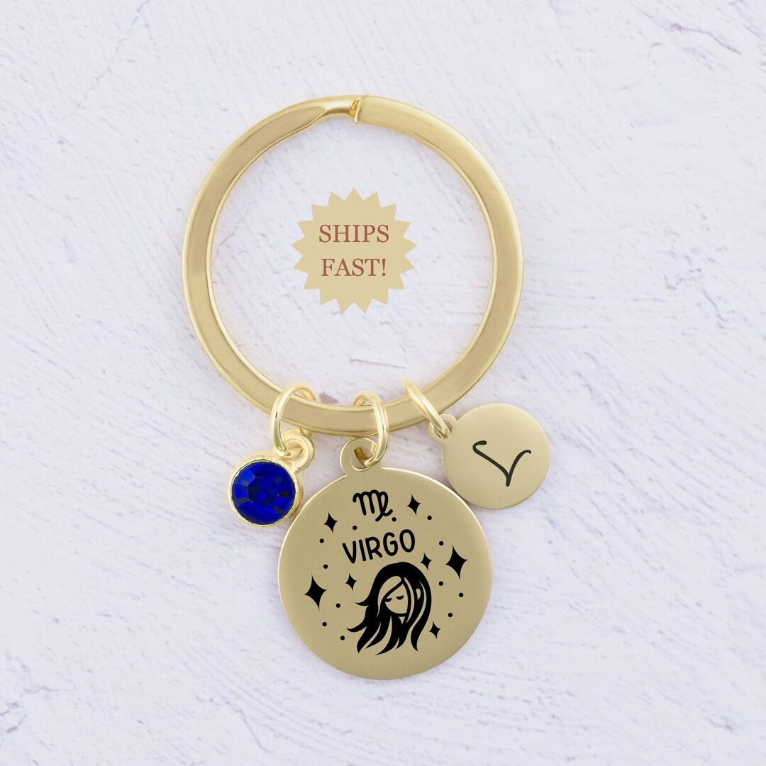 Zodiac Sign Keychain, Gold or Silver Plate, Zodiac Gifts, Virgo Gemini ...