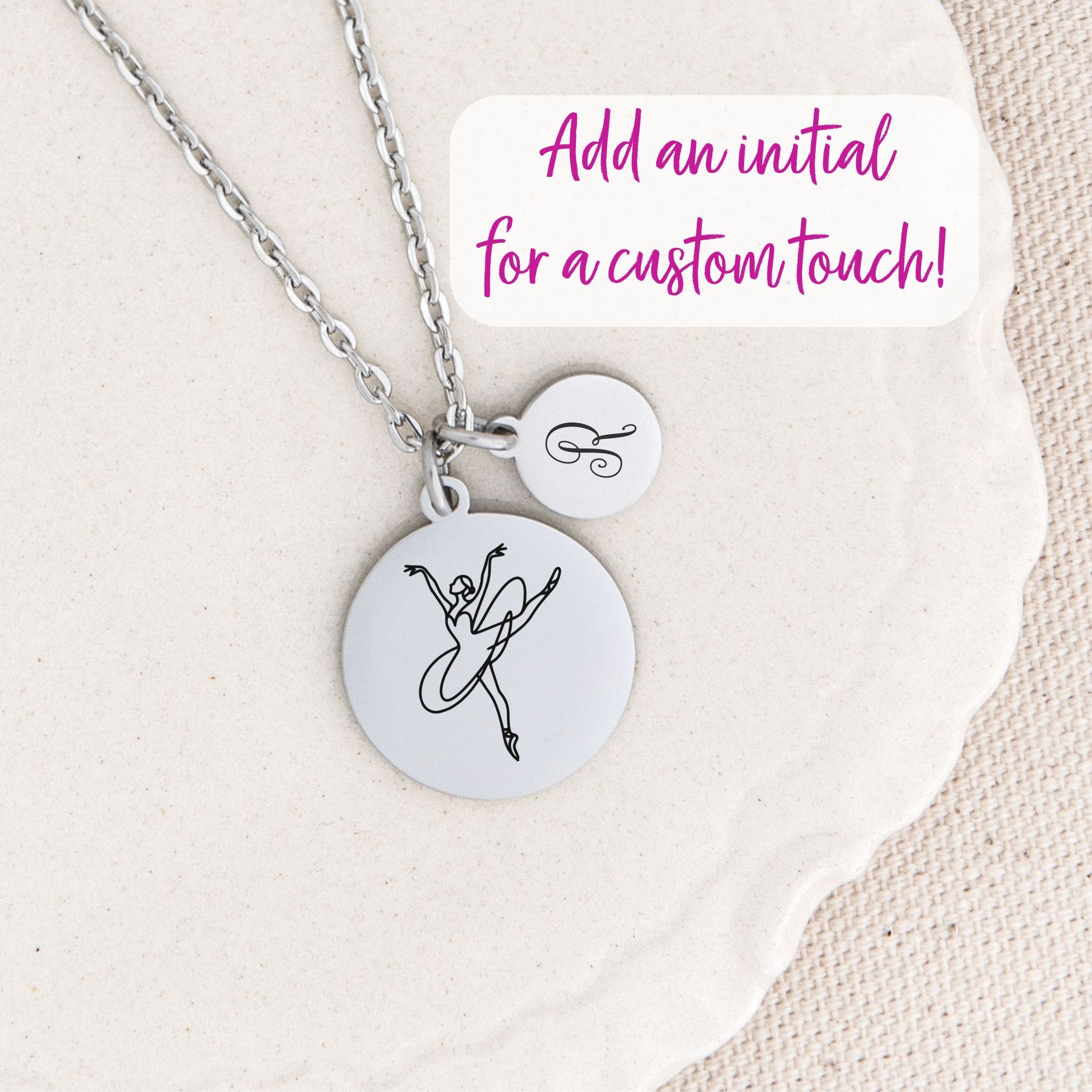 Dancer Necklace With Gold or Silver Pendant and Optional Birthstone and ...