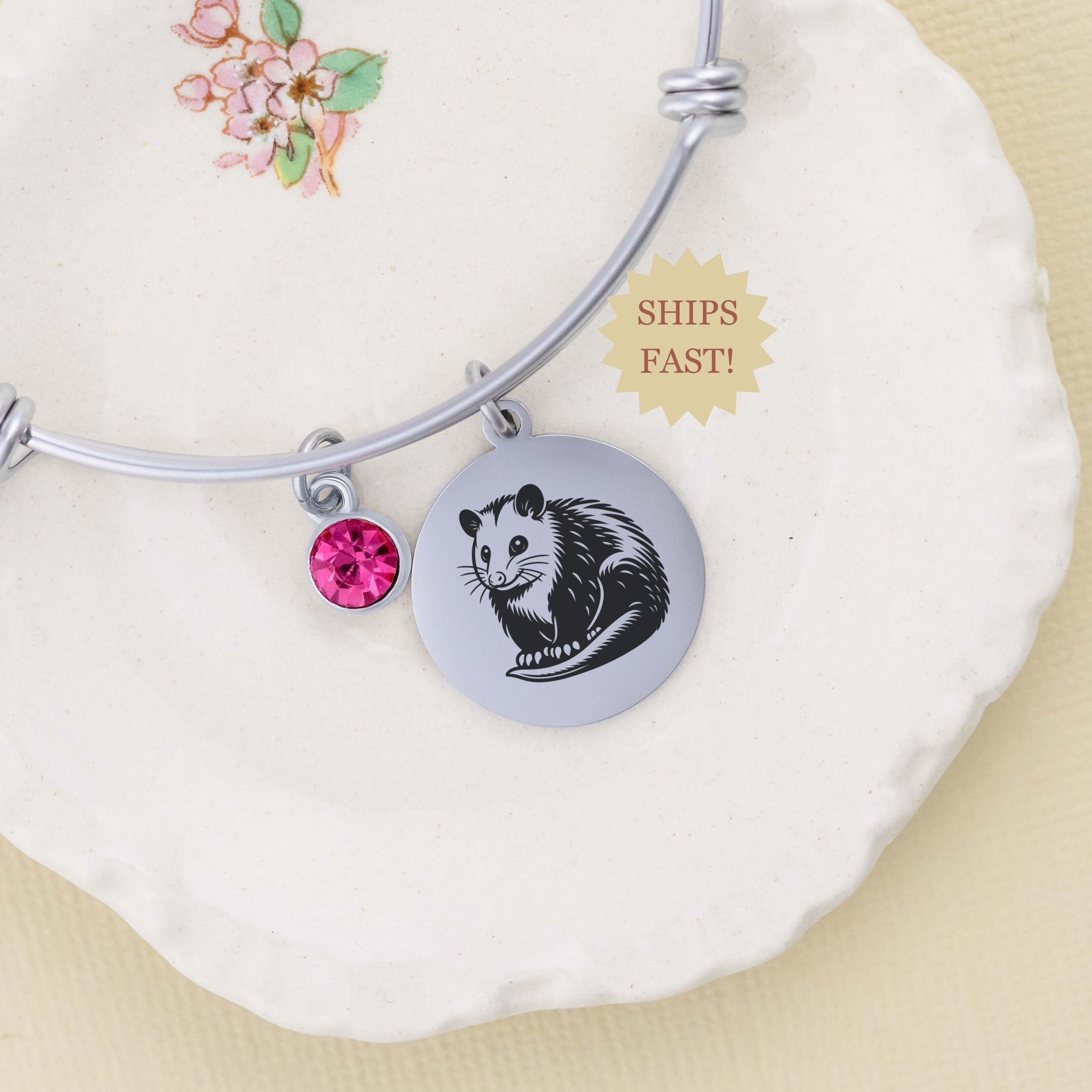 Opossum Charm Bracelet Possum Jewelry Gold or Silver With Custom ...
