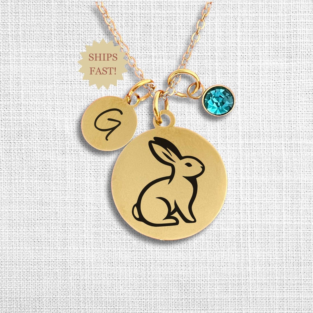 Rabbit Necklace, Rabbit Jewelry, Gold or Silver Plate With Birthstone ...