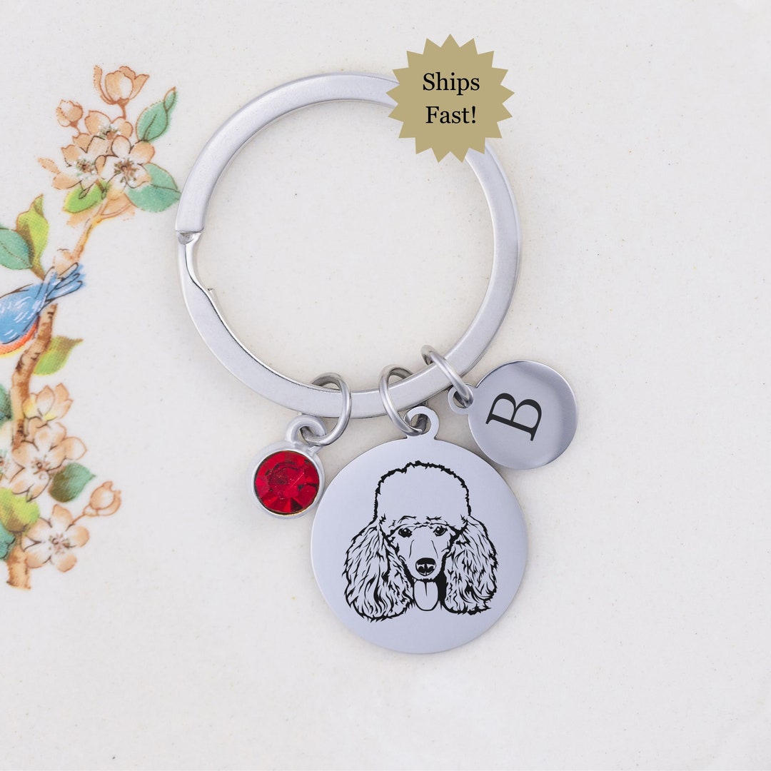 Poodle Keychain, Dog Mom Dad Key Ring, Personalized Dog Lover Gift With ...