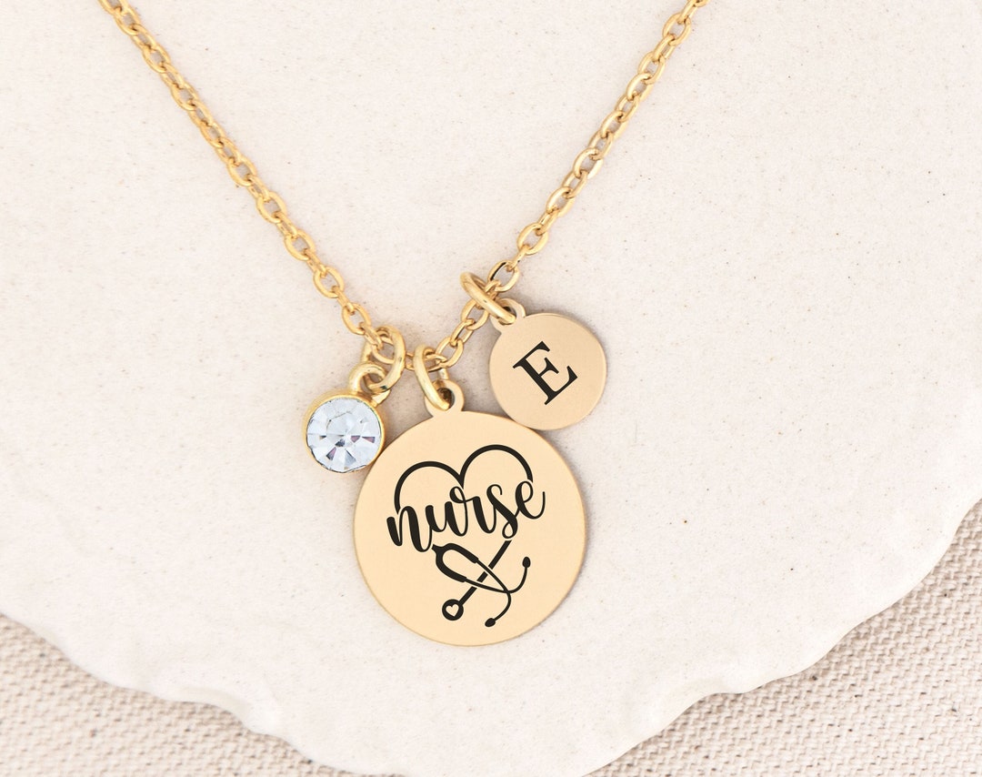 Personalized Nurse Necklace Stethoscope Necklace With Birthstone and ...