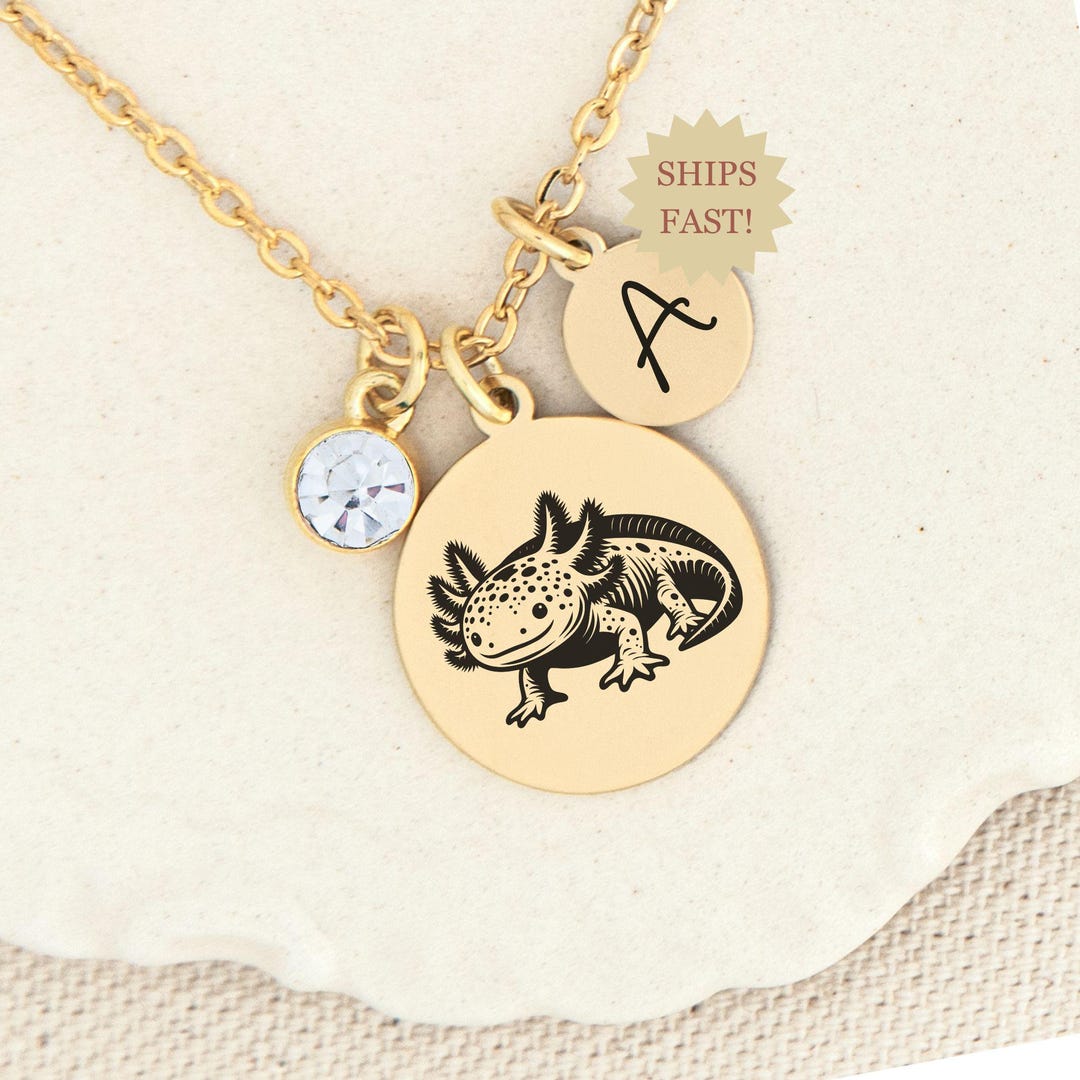 Axolotl Necklace Gift for Axolotl Salamander Lover, Gold or Silver With ...