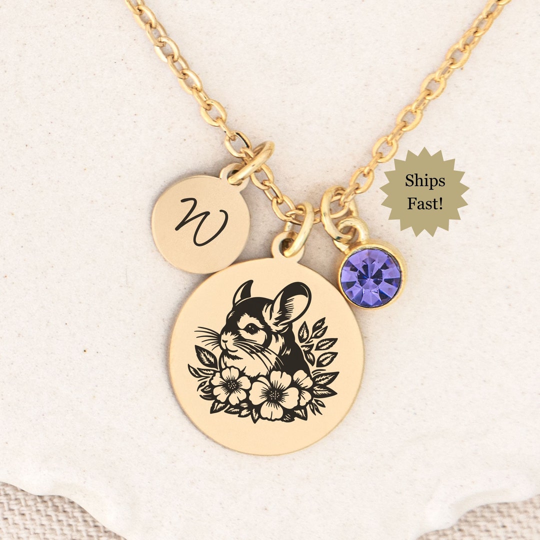 Chinchilla Necklace Gift for Animal Lover, Gold or Silver With Optional ...