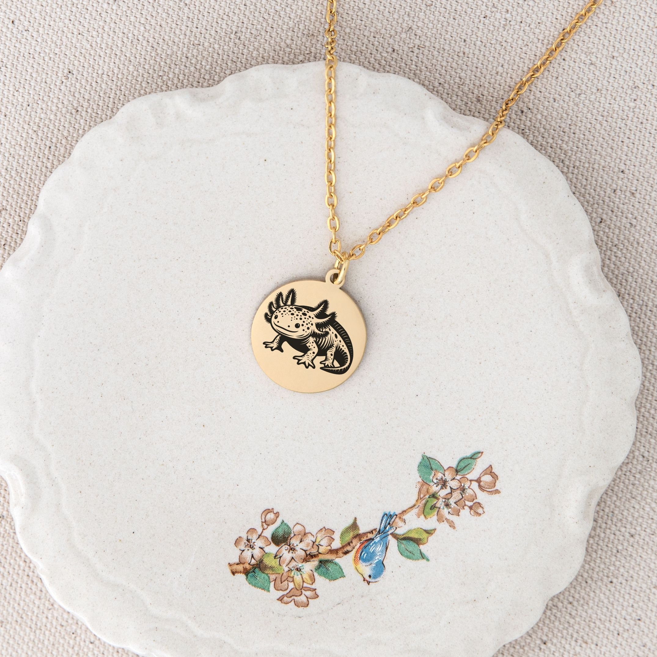 Axolotl Necklace Gift for Axolotl Salamander Lover, Gold or Silver With ...