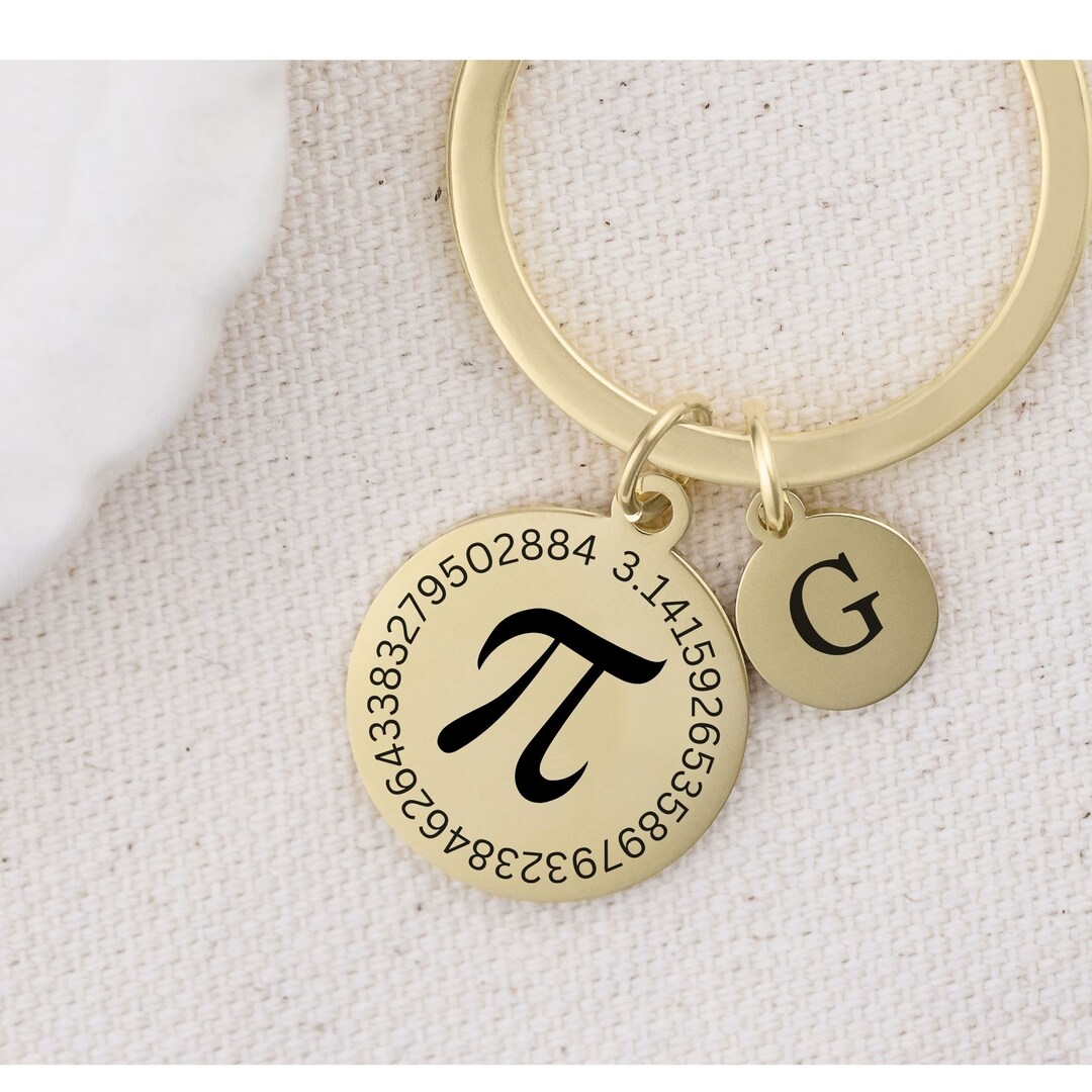 Math Teacher Gift Custom Keychain, Pi Symbol and Initial Key Ring ...