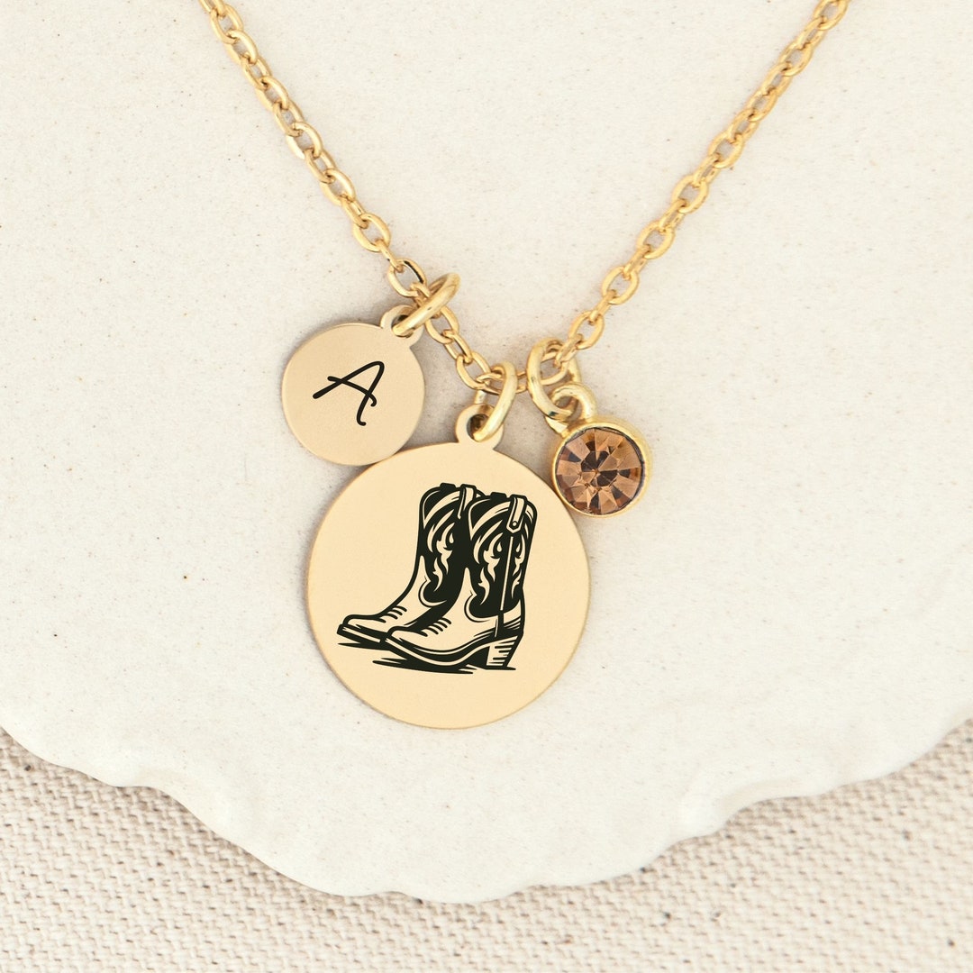 Cowboy Boot Necklace, Western Jewelry, Gift Cowgirl, Gold or Silver ...