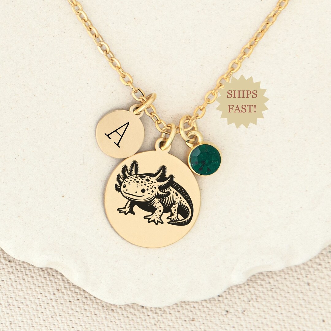 Axolotl Necklace Gift for Axolotl Salamander Lover, Gold or Silver With ...