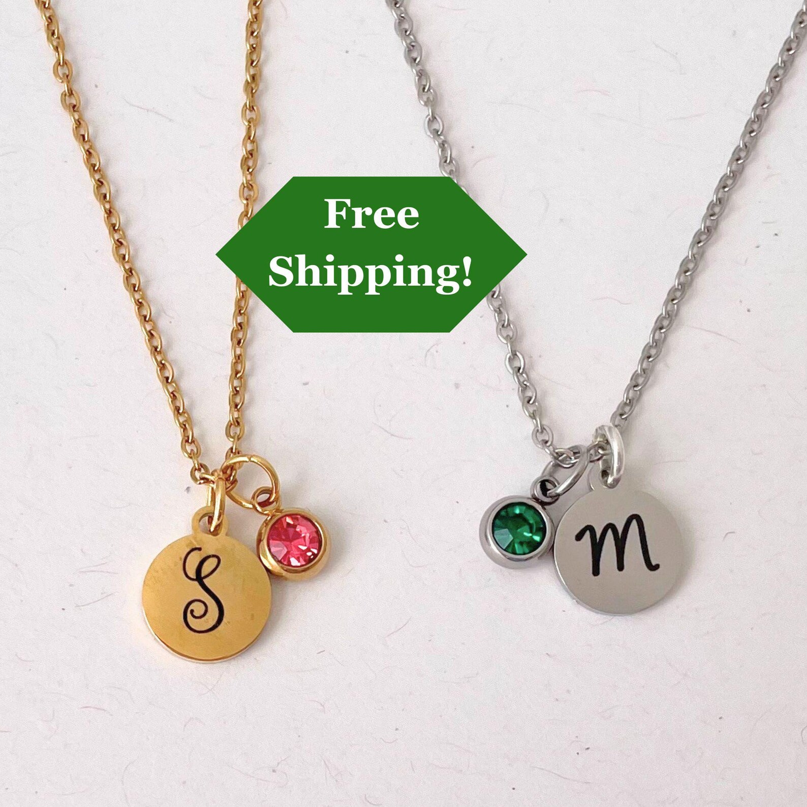 Initial Necklace, Custom Engraved Monogram Necklace, Personalized Gift ...