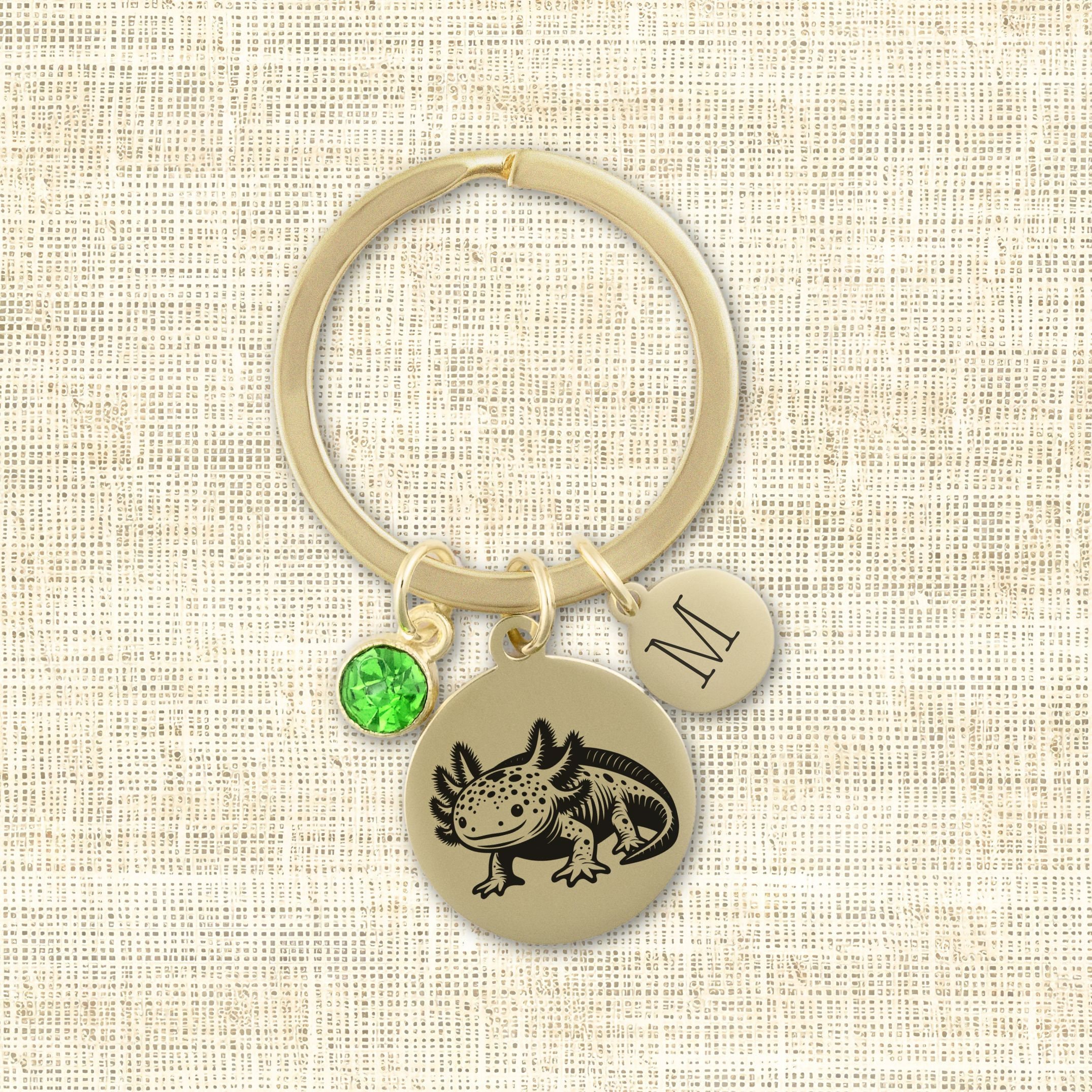 Axolotl Keychain, Amphibian Key Ring, Animal Lover Gift With Initial ...