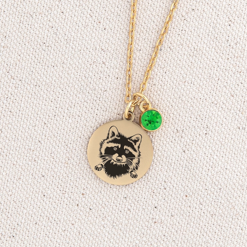 Raccoon Necklace Gift for Racoon Lover, Gold or Silver Custom Options ...