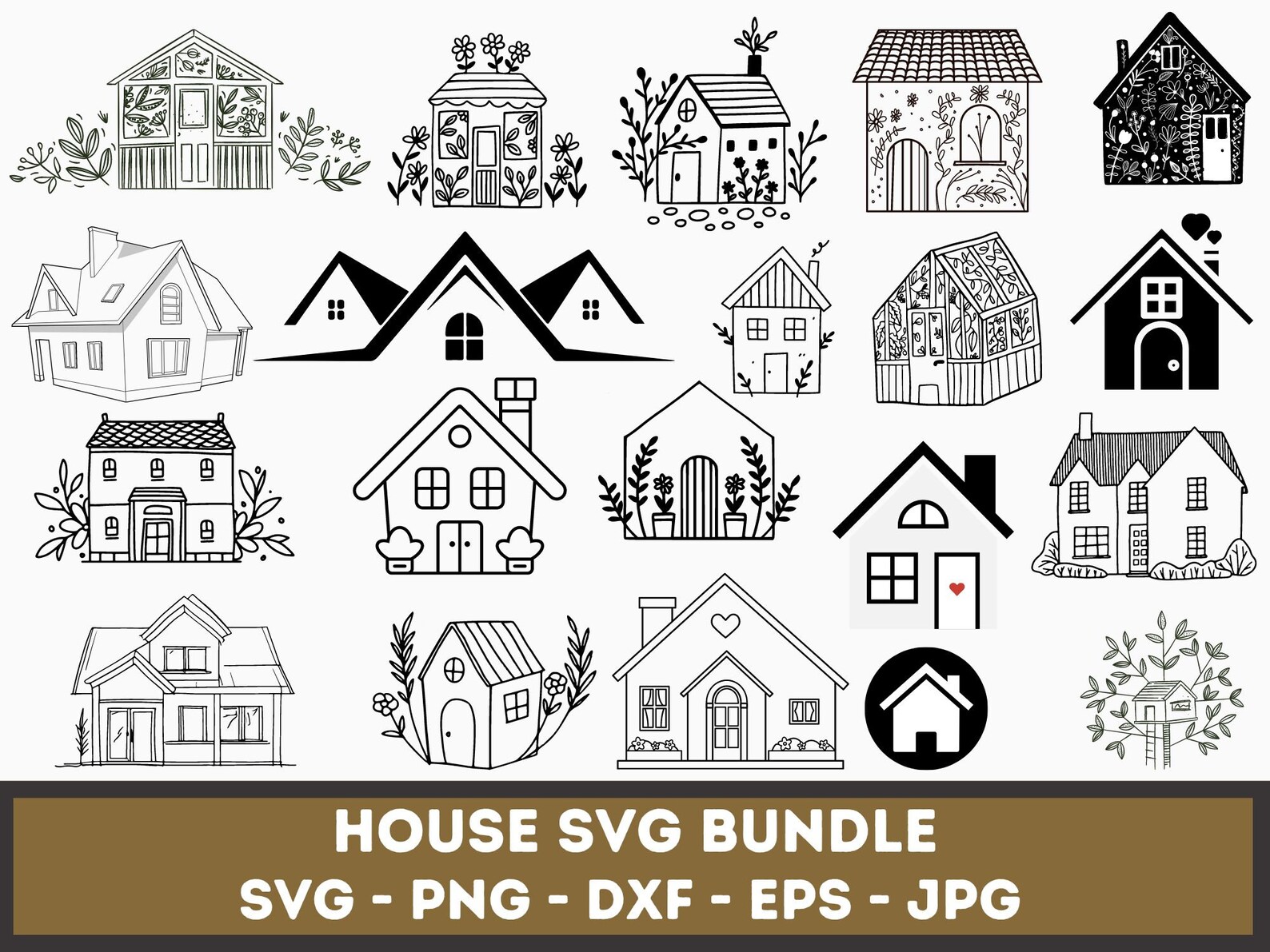 Little House Svg Bundle, Roof House Svg, Floral House SVG, Tiny House ...