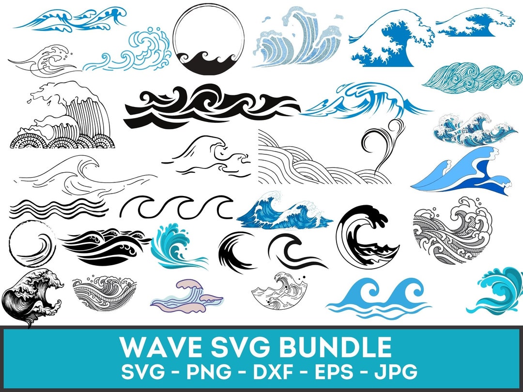 Wave Svg Bundle, Water Wave Svg, Beach Svg, Wave Cricut, Sea Waves Svg ...