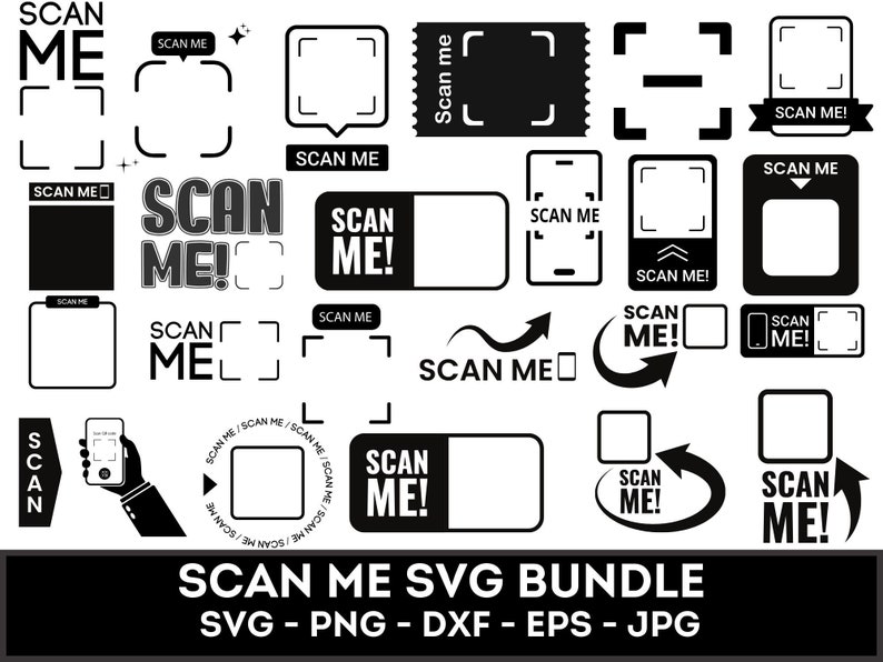 Escanéame SVG Paquete Marco Código QR Svg Cricut Icono Cortar Archivos ...