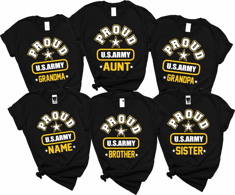 Proud U.S. ARMY Family T-shirts All Family Member Custom Name Tees, T ...