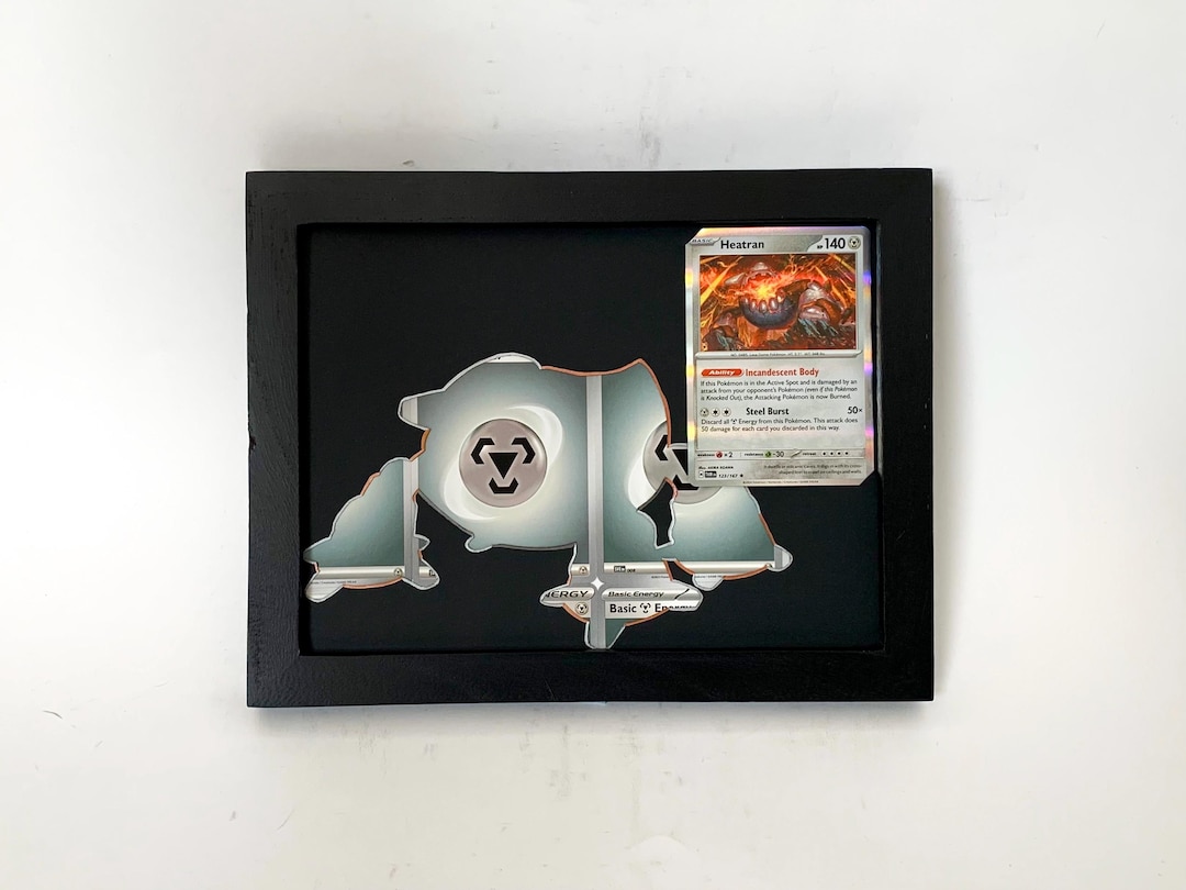 Heatran Pokemon Card Frame - Silhouette Art in Wood Frame - Wall Decor ...