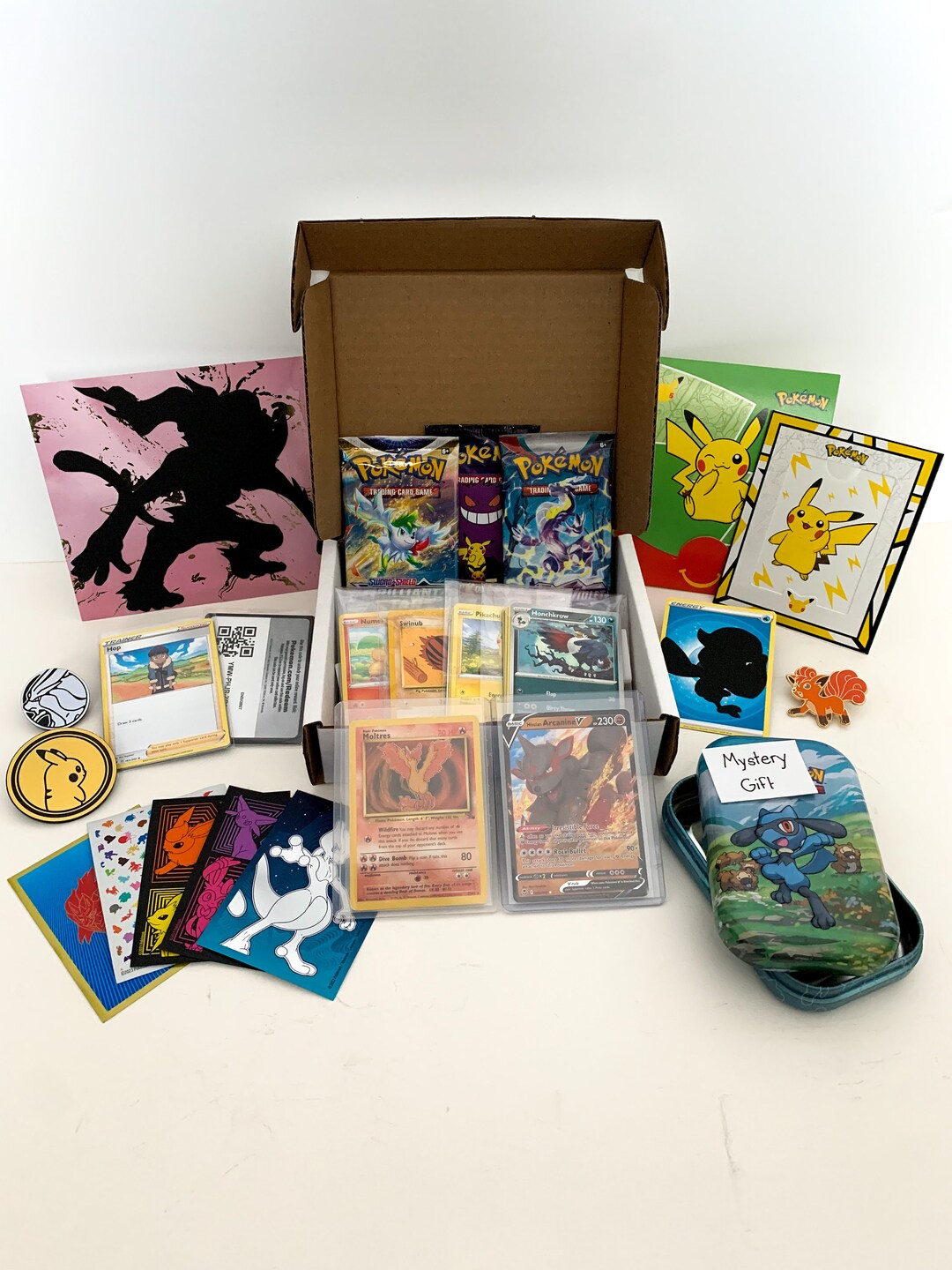 Pokemon Card Gift Box Official Booster Packs Official Pin & Coins Rare ...