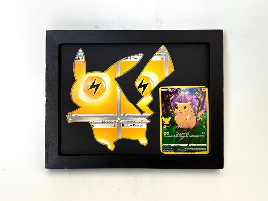 Pikachu Pokemon Card Frame - Silhouette Art in Wood Frame - Wall Decor ...