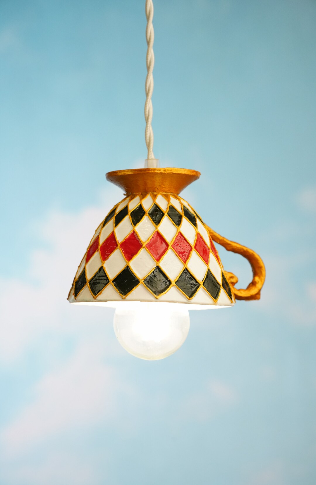 Mad Tea Party Teacup Pendant Chandelier Whimsical White Rabbit Kitchen ...