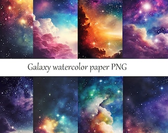 Night Sky Starry Watercolor Digital Paper, Cosmic Pattern, Universe ...