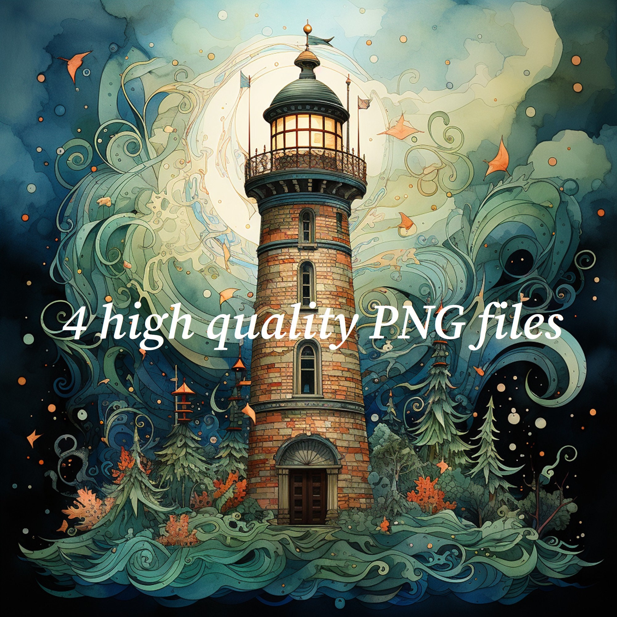 Lighthouse Tumbler Wrap Clipart Collection, Ibeacon Seaside Bliss Art ...