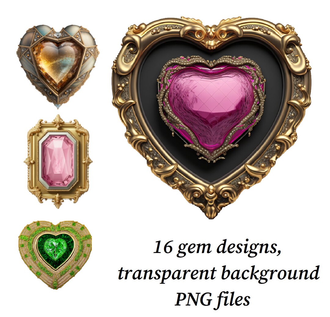 16 Glam Gemstone Heart Clipart, Sparkling Green Glitter Love Heart Clip ...
