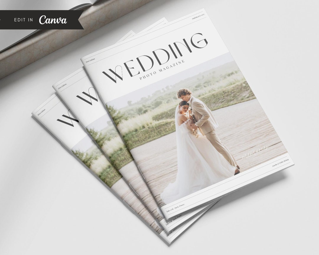 50 Pages Wedding Photo Magazine Template Canva, Wedding Album Design ...