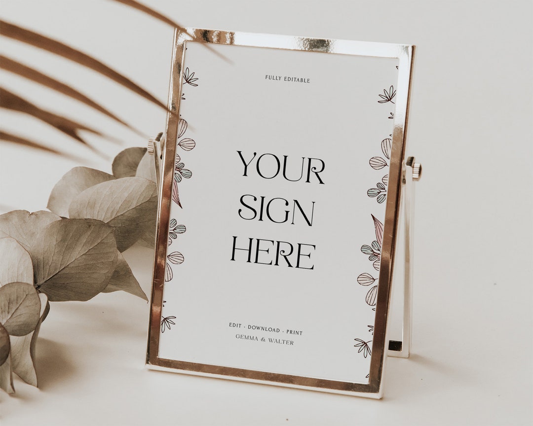 Custom Table Top Sign Template Floral Wedding Sign Editable - Etsy