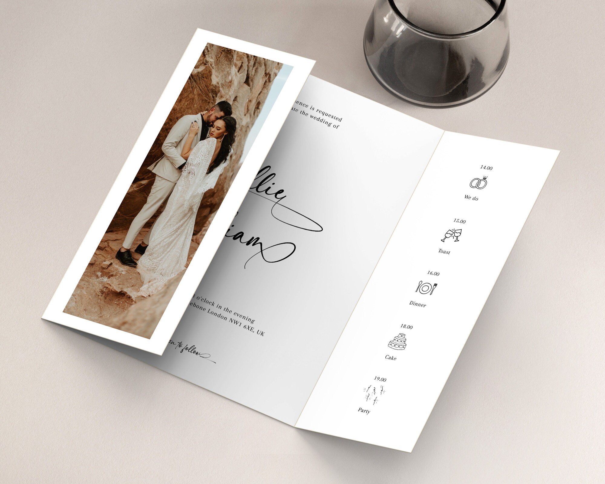 Gatefold Wedding Invitation Template With Photo Minimalist - Etsy