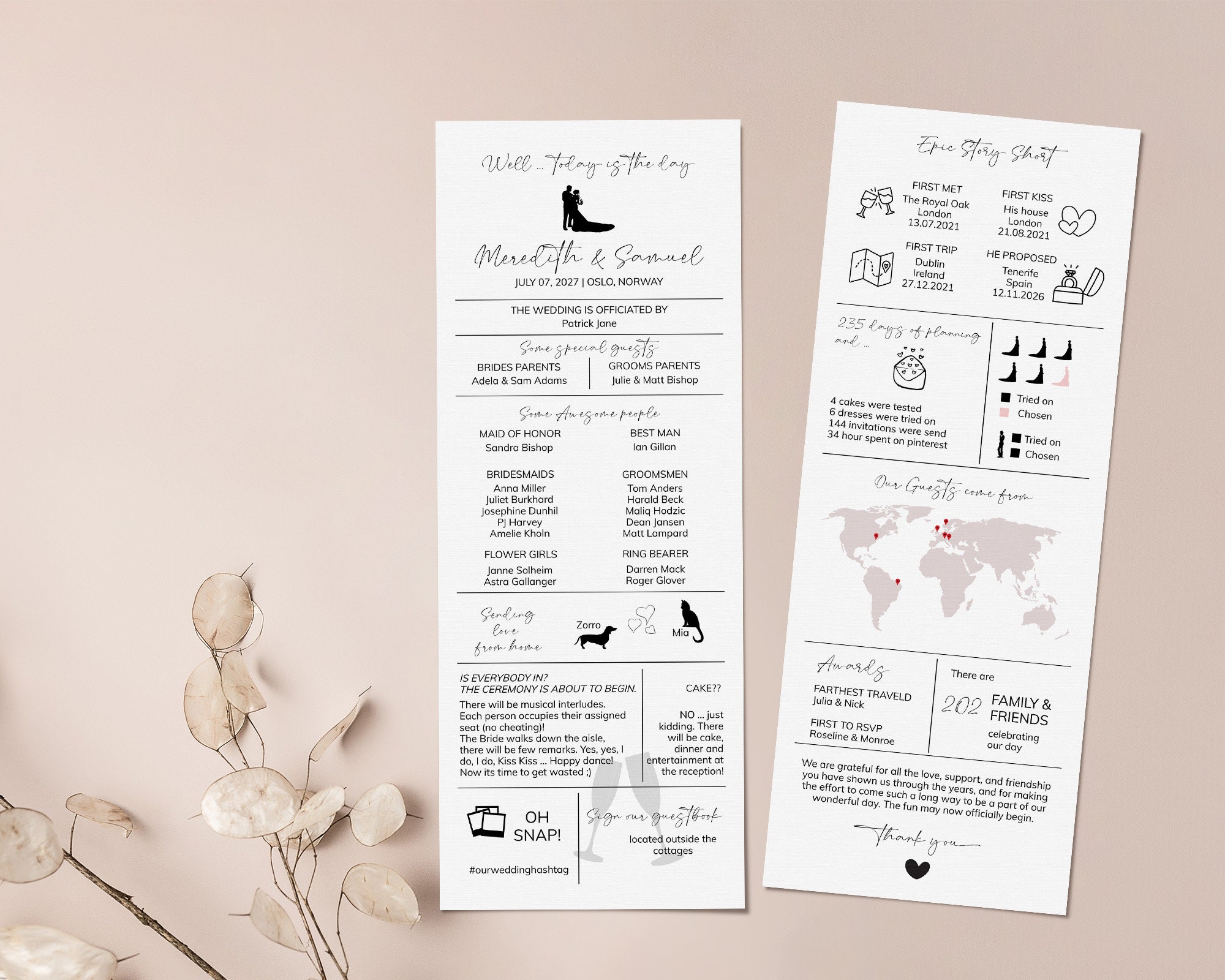 Wedding Program & Infographic Template Modern Wedding - Etsy