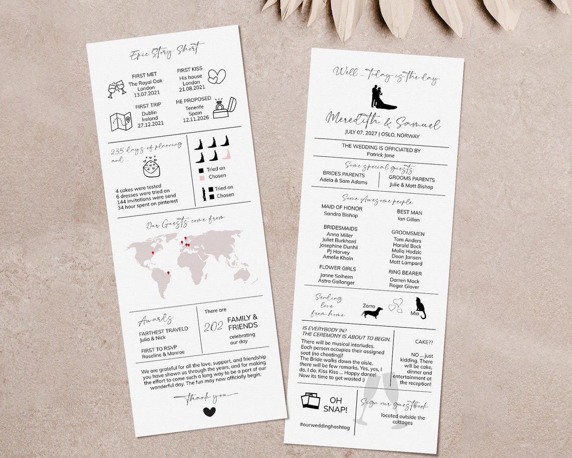 Wedding Program & Infographic Template Modern Wedding - Etsy