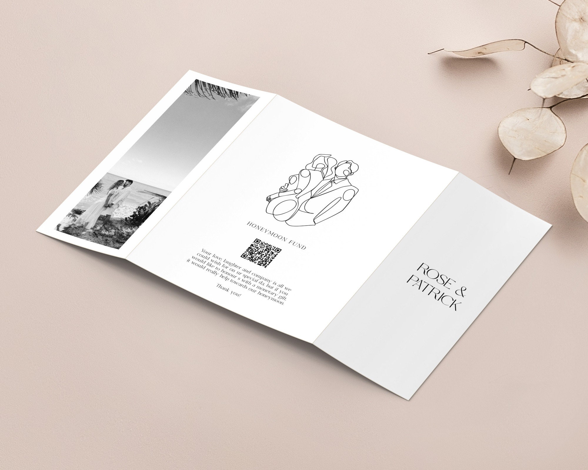 Gatefold Wedding Invitation Template With Photo Modern - Etsy