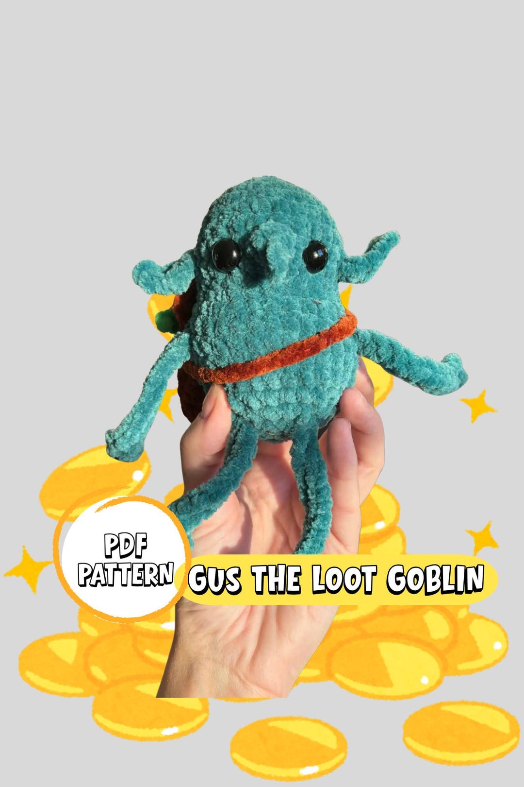 Gus the Loot Goblin CROCHET PATTERN (no-sew Body), Crochet Plushie/toy ...