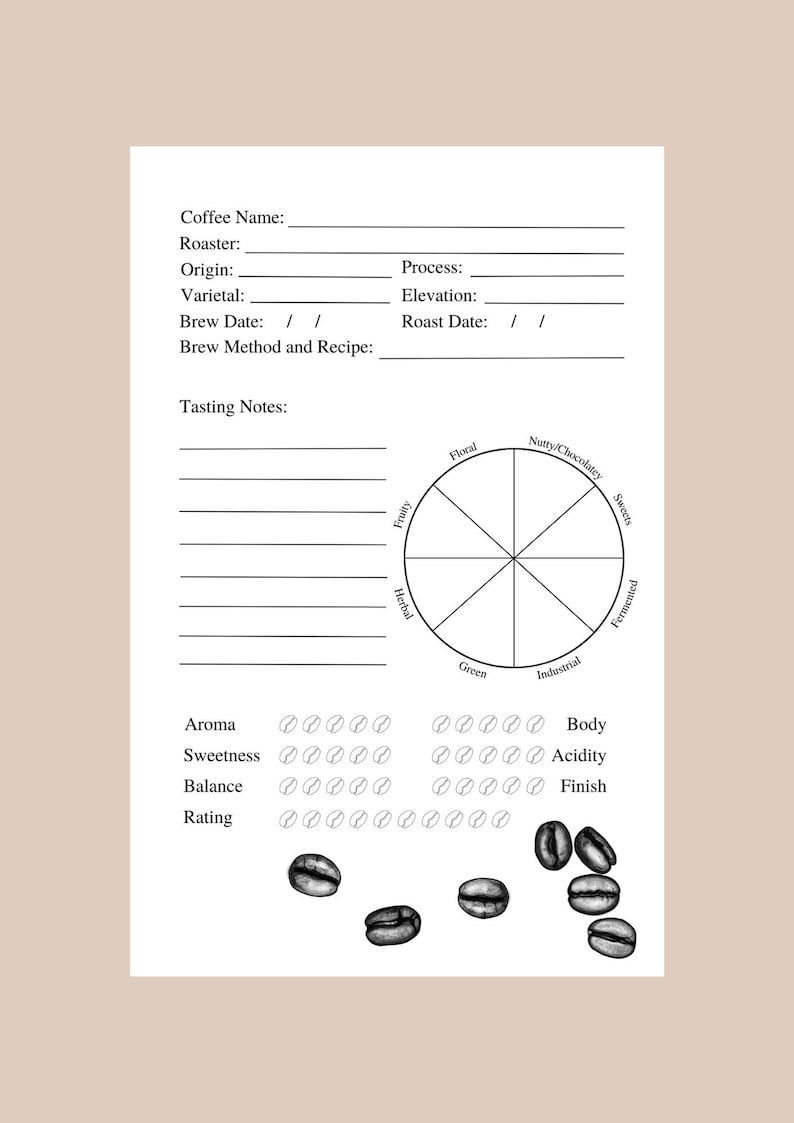 Coffee Tasting Journal Download, Coffee Taster, Specialty Coffee ...