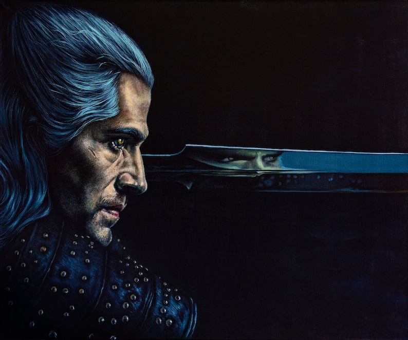 Original Digital Copy of an Oil Painting - Geralt of Rivia With Sword ...