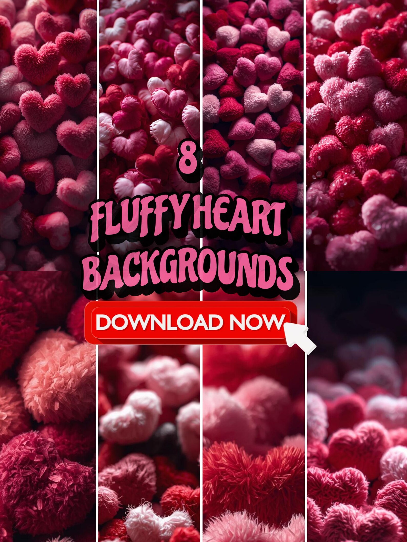 Valentine Heart Background Bundle Fluffy Plush Textures Pink Red ...