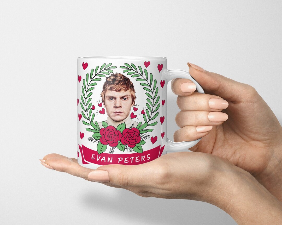 Evan Peters Mug, Evan Peters Love Hearts, Cute, Evan Peters Fan Mug ...