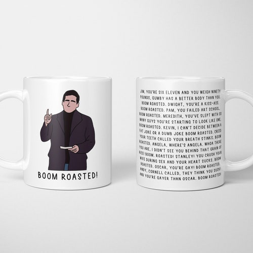 Boom Roasted Mug the Office Boom Roasted Michael Scott Boom - Etsy